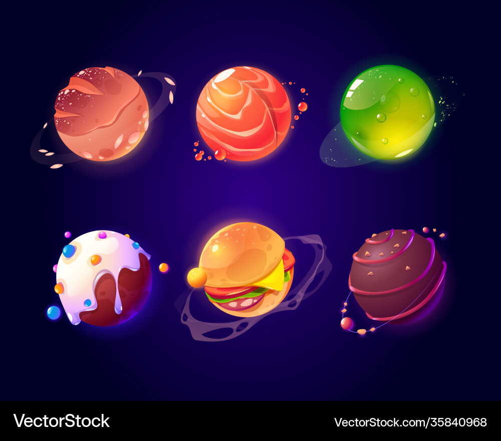 Food Planets in Space Royalty Free Vector Image