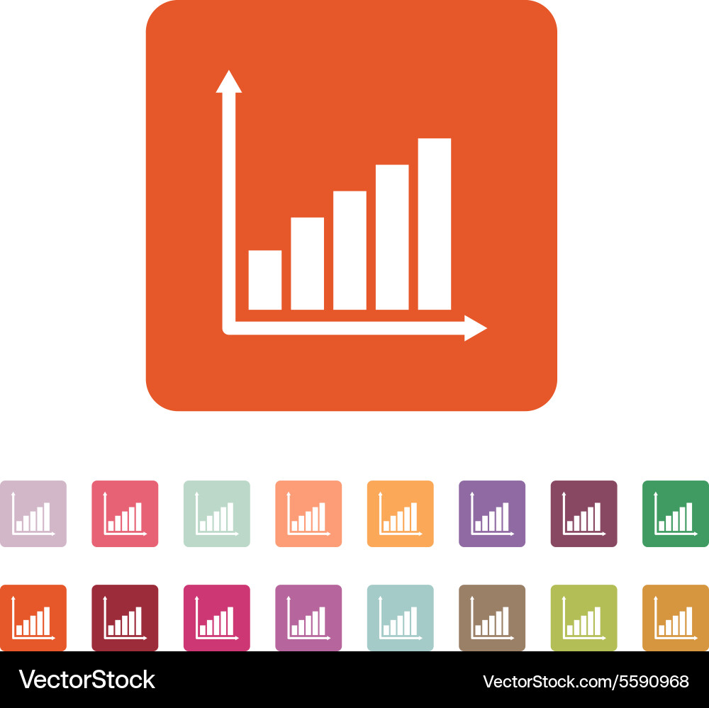 Growing graph icon growth and up symbol flat Vector Image