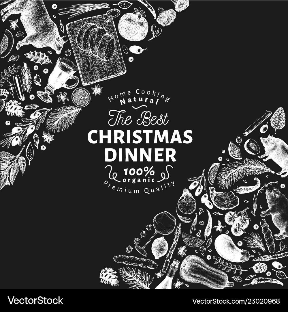 Happy christmas dinner design template Royalty Free Vector