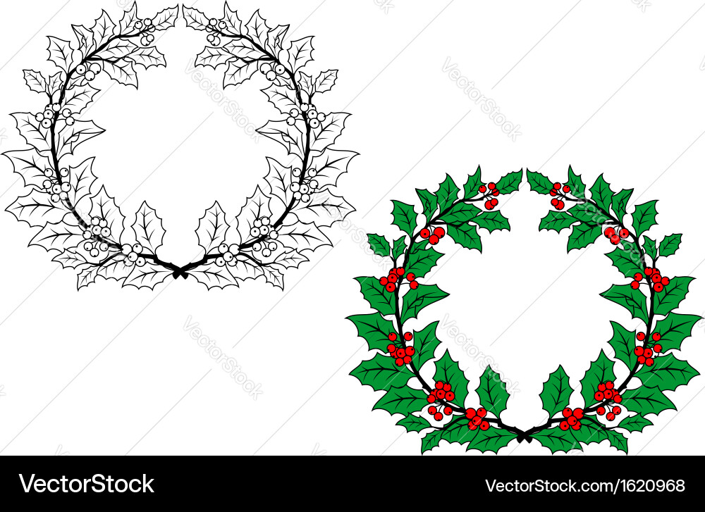 Holly christmas wreath Royalty Free Vector Image