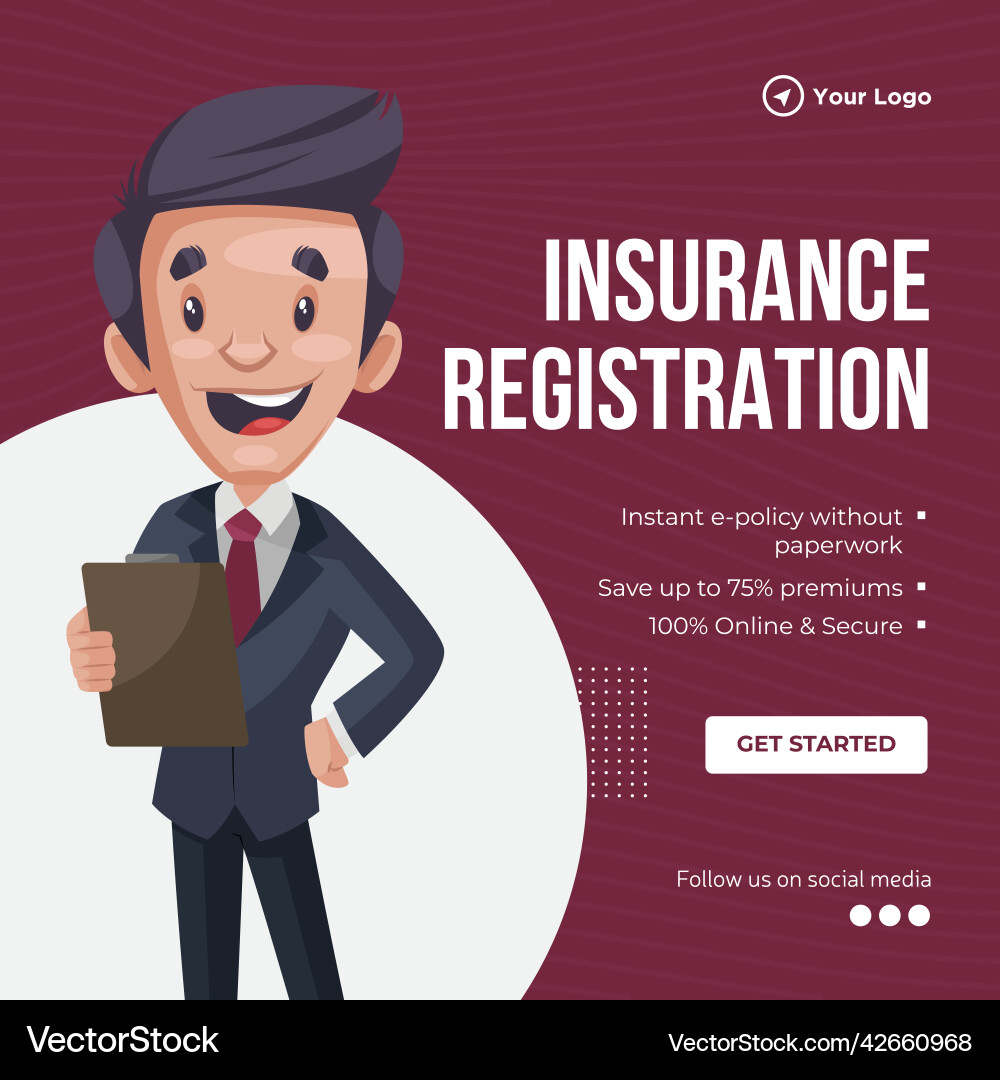 Insurance registration banner design template Vector Image