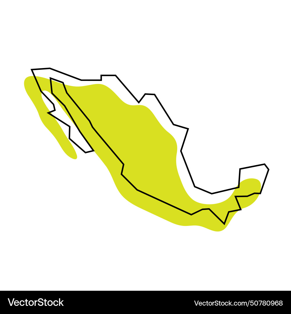 Mexico simplified map Royalty Free Vector Image