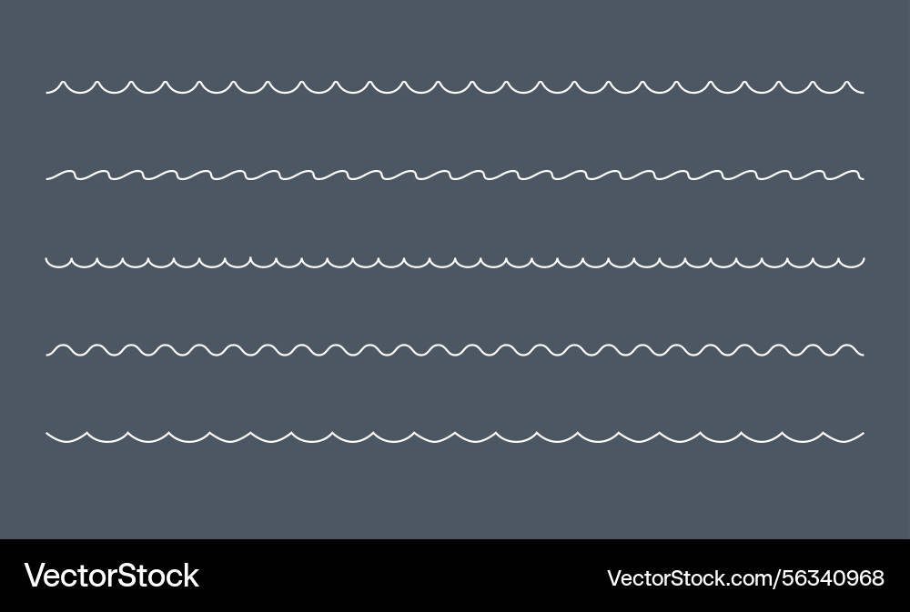 Ocean sea wave pattern border divider line Vector Image