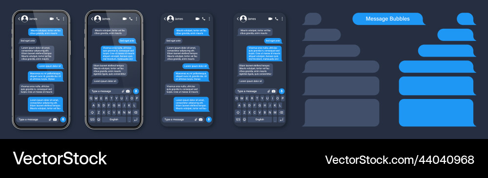 Realistic smartphone with messaging app sms text Vector Image