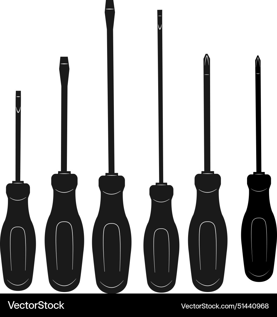 Set of flat and cross head screwdriver Royalty Free Vector