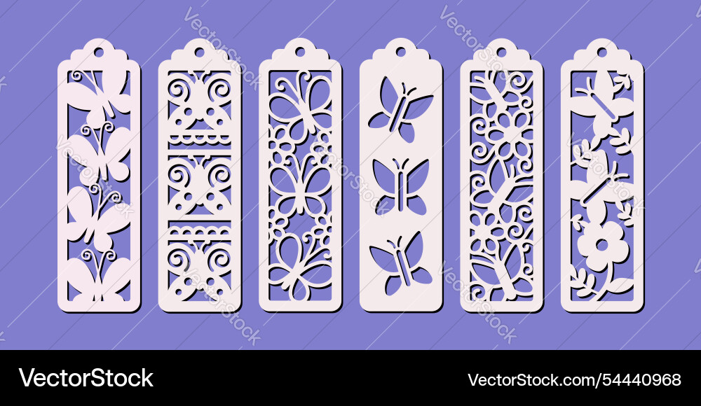 Set of vertical bookmarks with butterfly pattern Vector Image