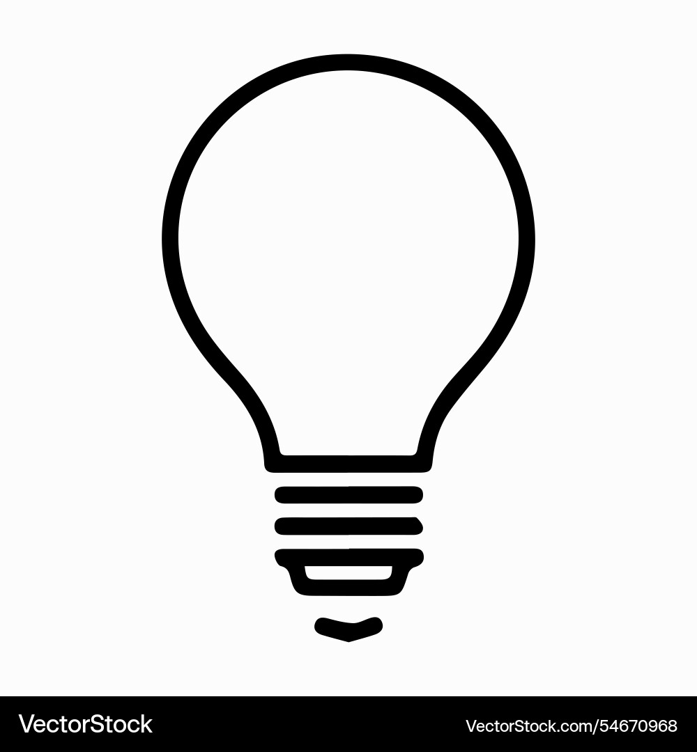 Simple black line drawing of an idea light bulb Vector Image