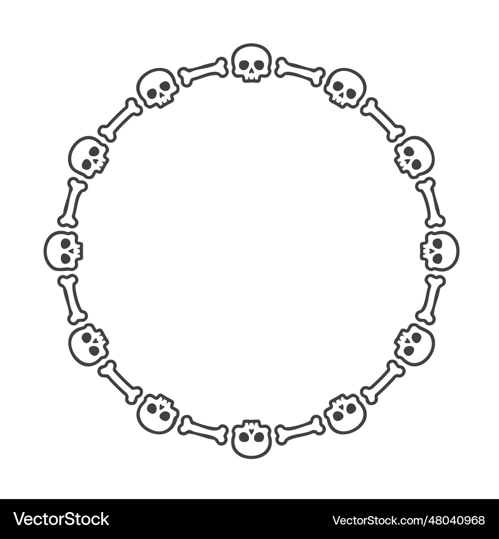 Skull frame circle halloween Royalty Free Vector Image