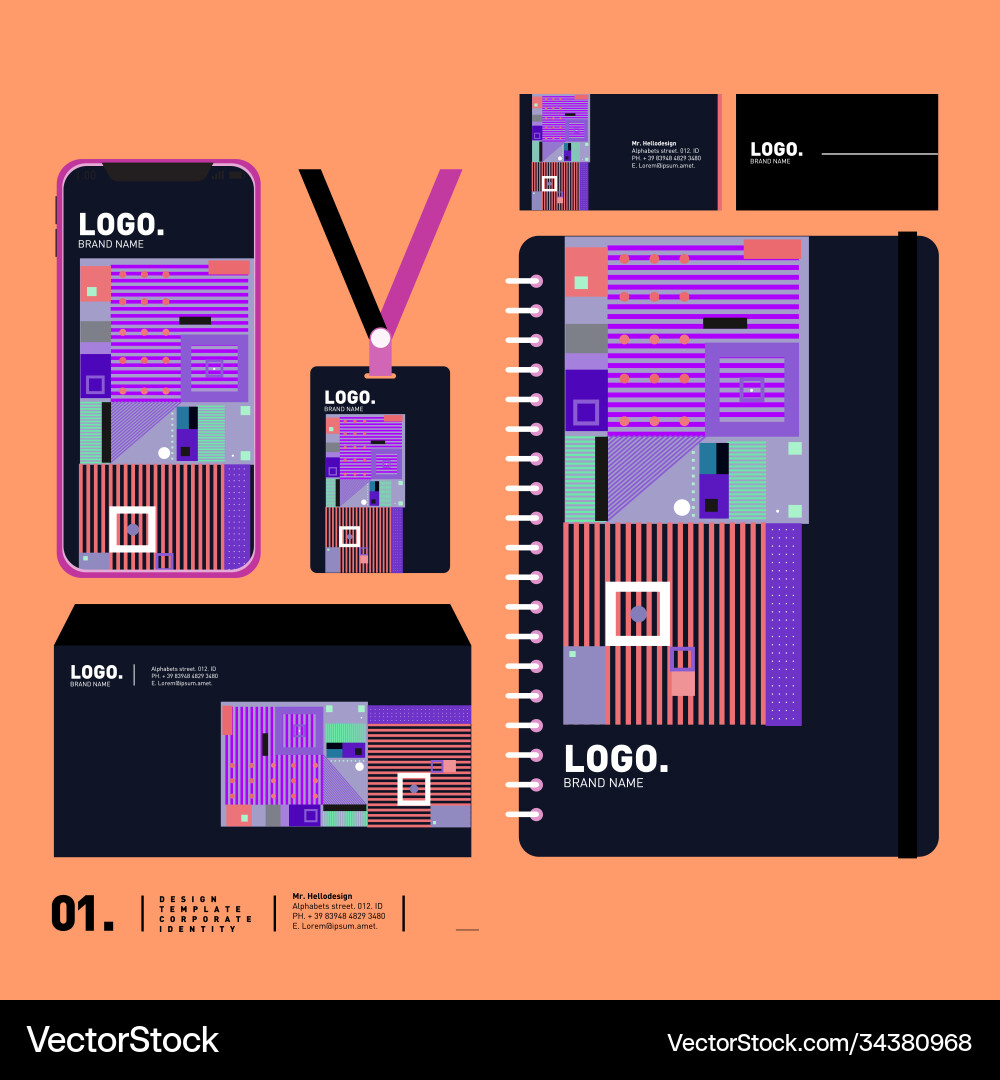 Stationery corporate brand identity mockup set Vector Image