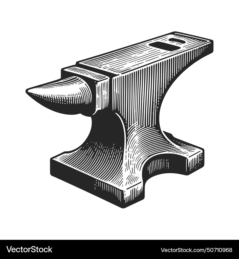Vintage anvil engraved Royalty Free Vector Image