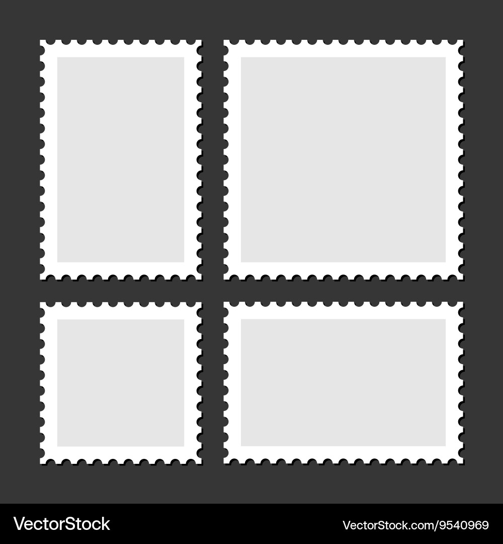 Blank postage stamps set on dark background Vector Image