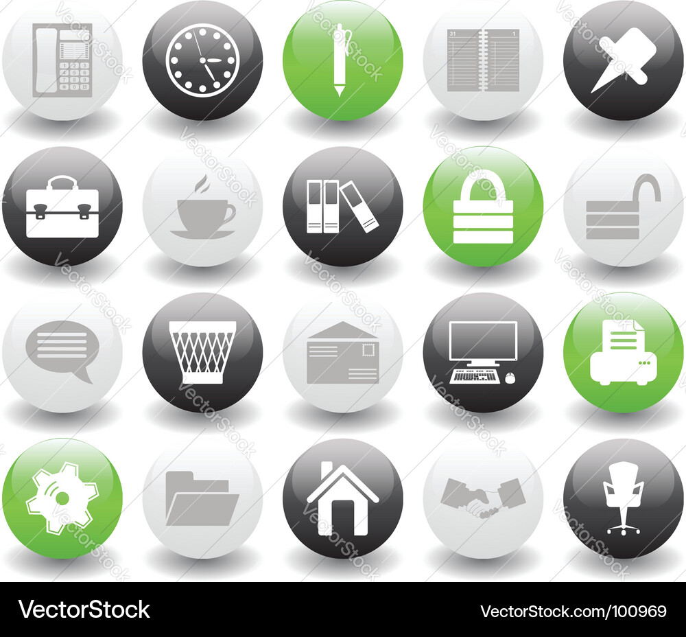 Business and office icons set Royalty Free Vector Image