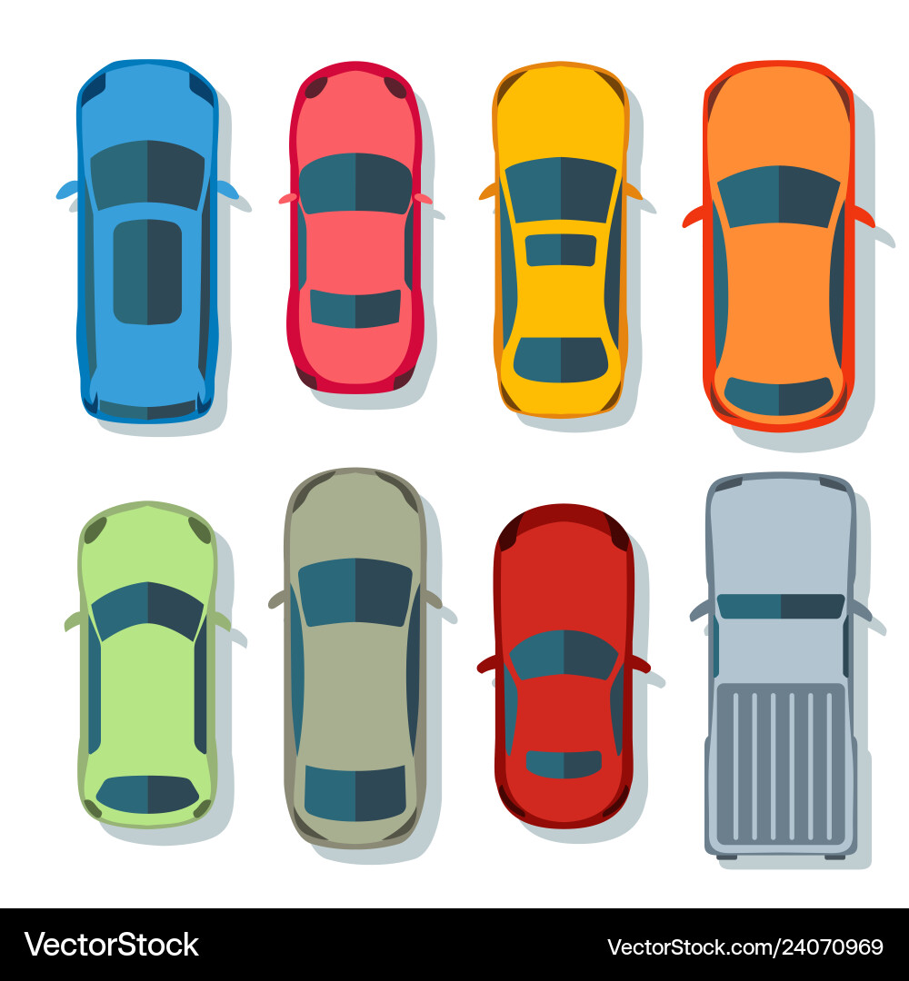 Car Top View Icons - Vehicle Set Royalty Free Vector Image