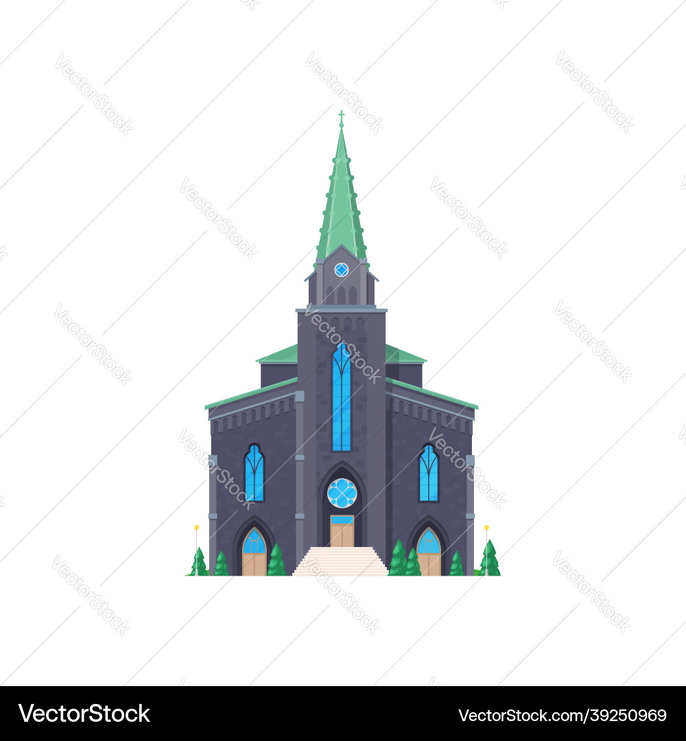 Cathedral building medieval gothic church chapel Vector Image