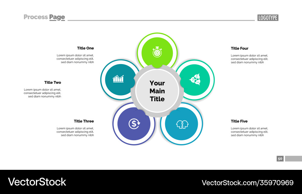 Cycle diagram with five elements Royalty Free Vector Image