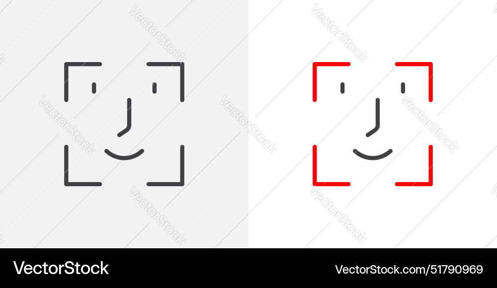 Face id line icon set Royalty Free Vector Image Face id line icon set Royalty Free Vector Image