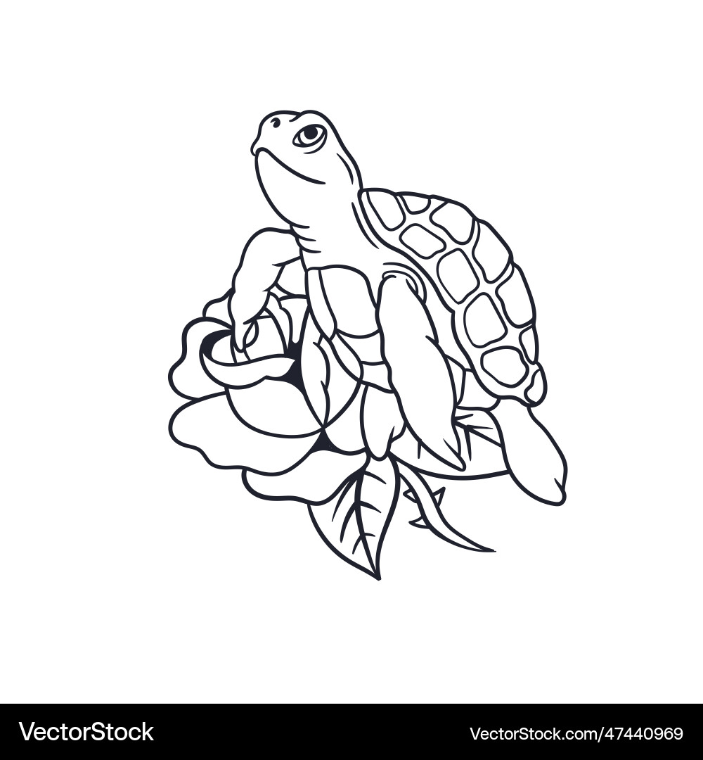 Outline Of Sea Turtles Geometric Turtle Outline Art Print, Low Poly