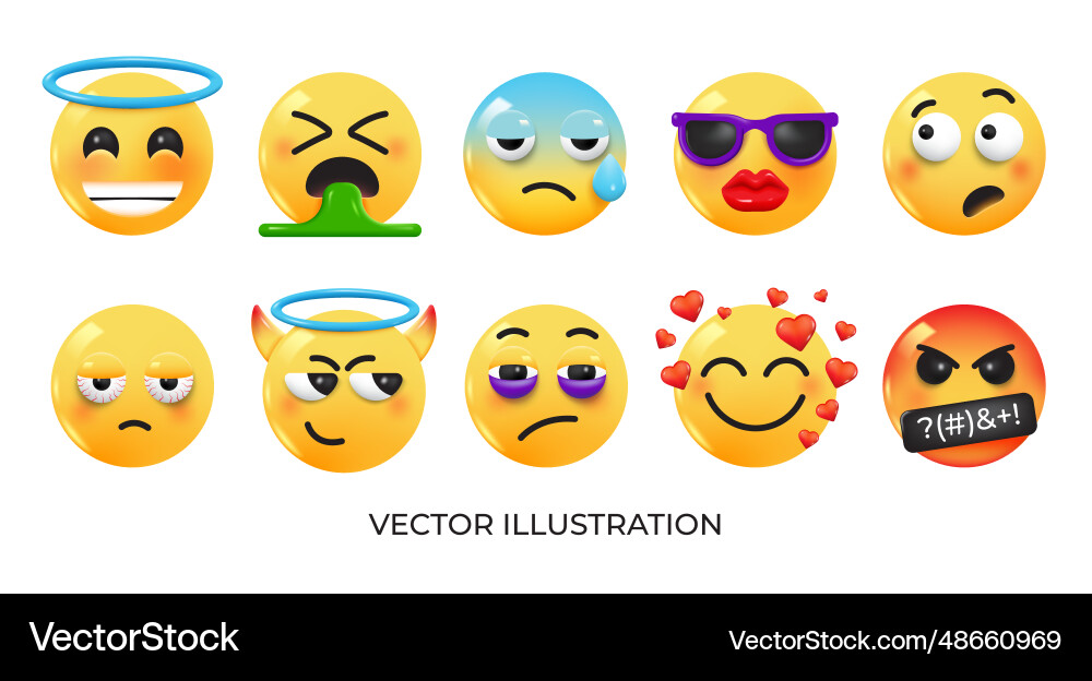 Modern 3d of emoji concept 7 Royalty Free Vector Image