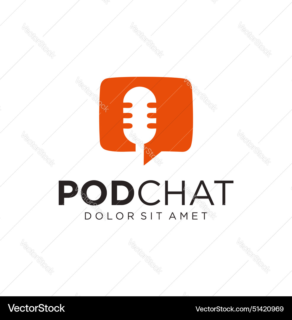 Podcast mic talk chat logo design icon studio Vector Image