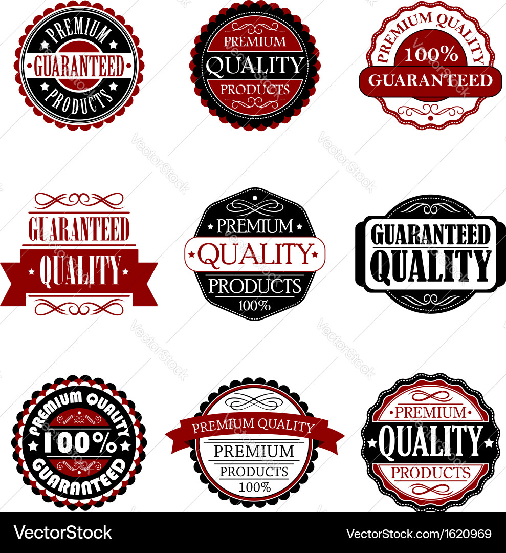 Premium quality and guarantee labels set Vector Image