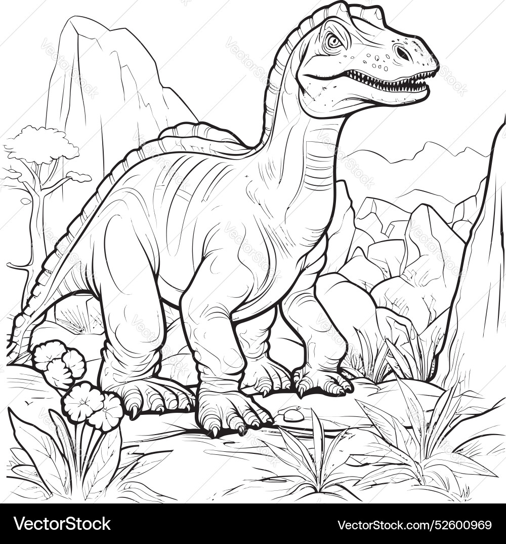 Roaring reptiles line art coloring pages logo Vector Image