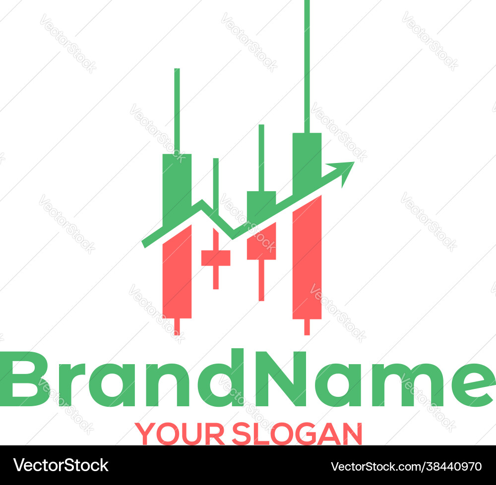 Candlestick chart logo design Royalty Free Vector Image