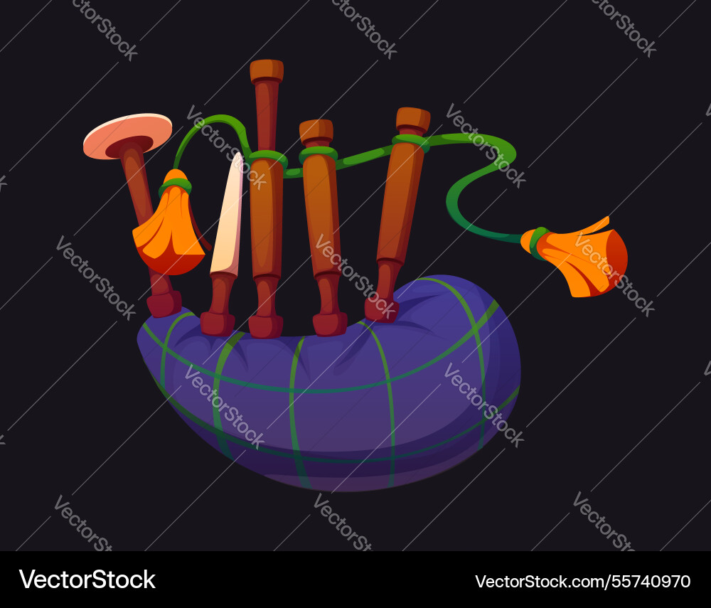 Cartoon bagpipe with a plaid patterned airbag Vector Image