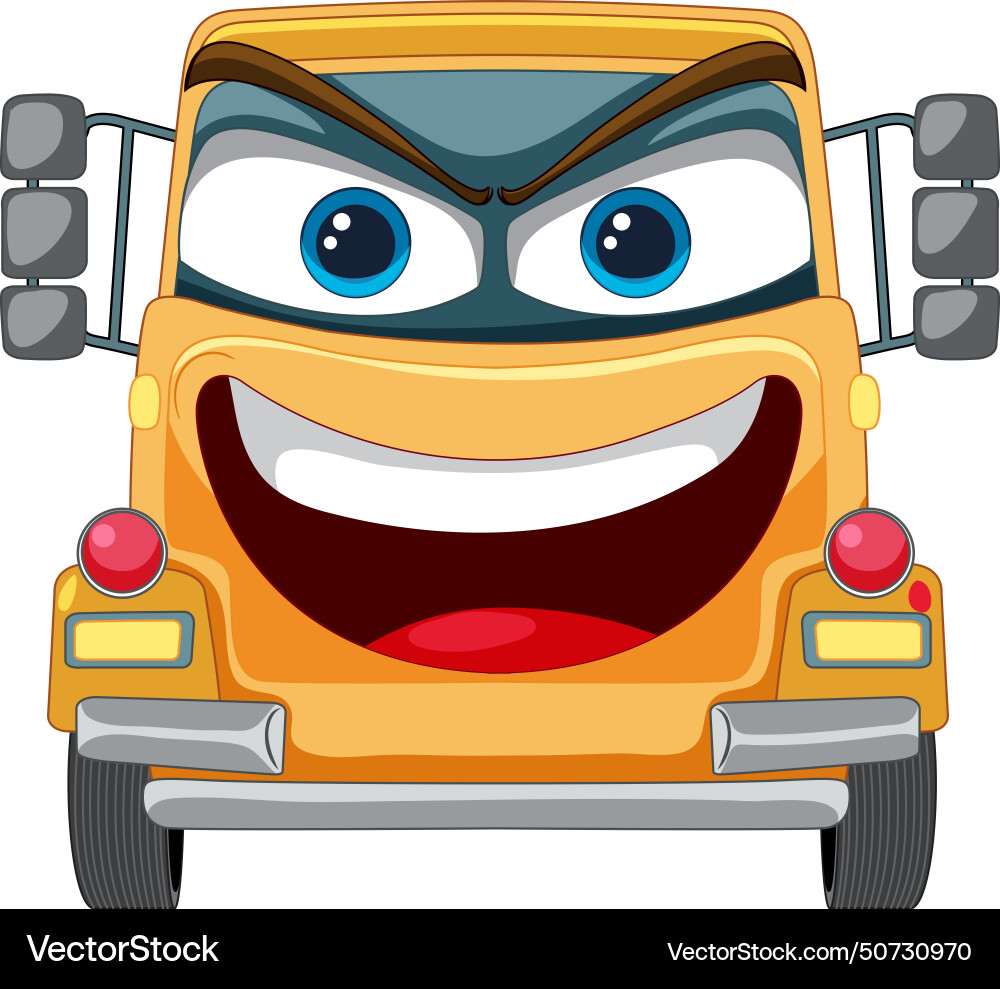 Colorful smiling school bus with expressive eyes Vector Image