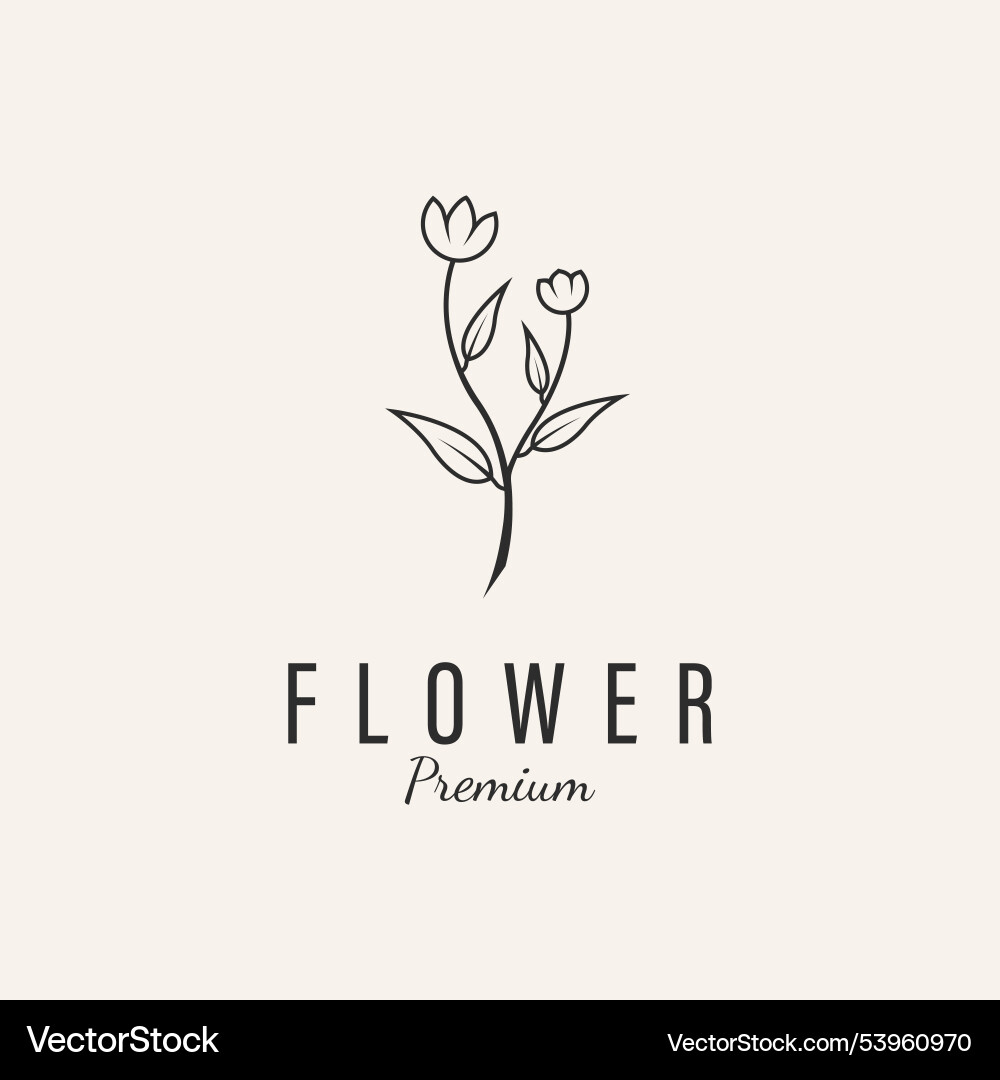 Flower line art logo design Royalty Free Vector Image
