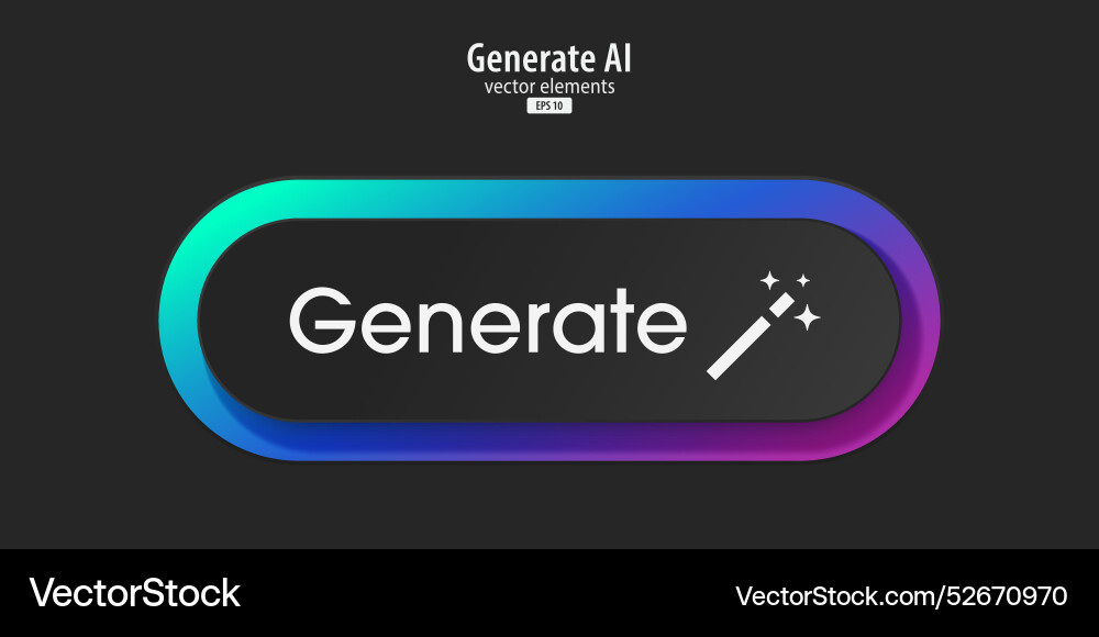 Generative ai black button press the button to Vector Image