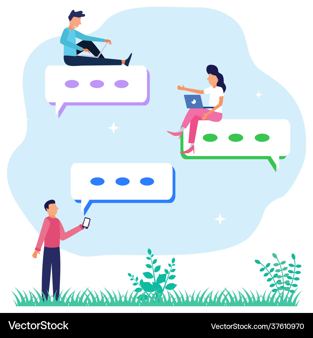 Graphic cartoon character send messages Royalty Free Vector