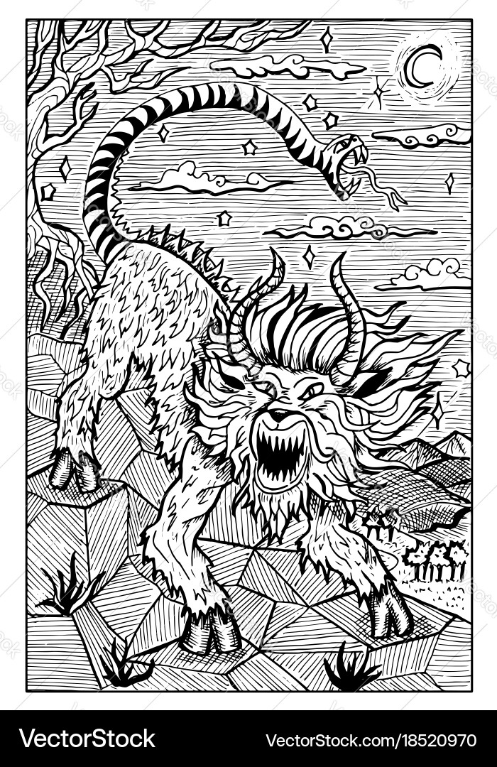 Mythical Chimera Engraving Royalty Free Vector Image