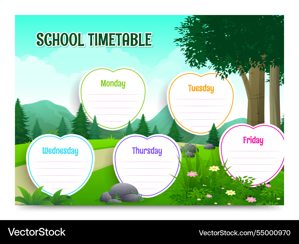 Nature landscape timetable cartoon background Vector Image