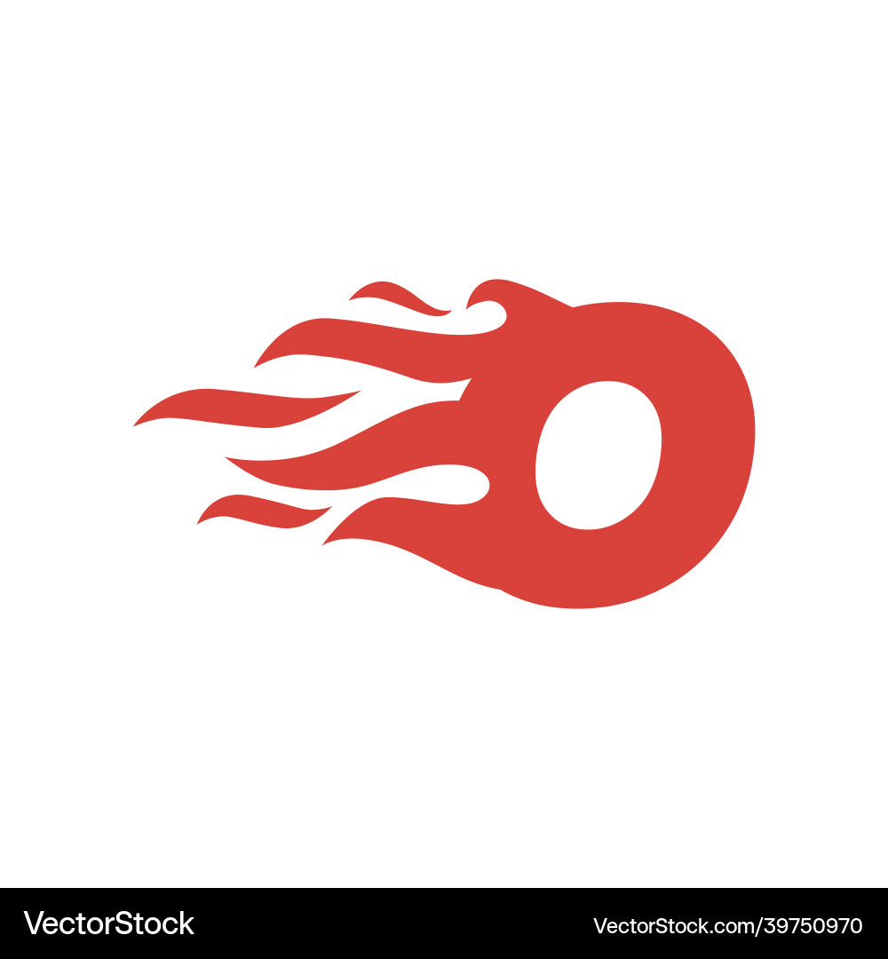O letter lowercase fire flame hot logo icon Vector Image