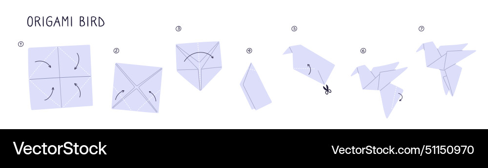 Origami scheme step by instruction making Vector Image