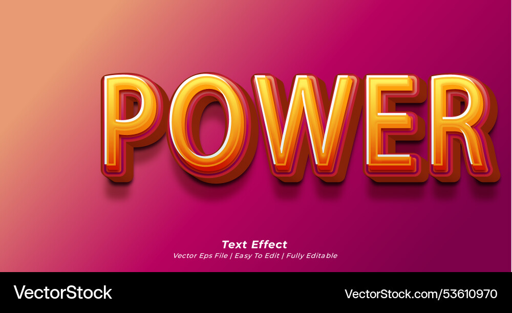Power title text effect with editable 3d Vector Image