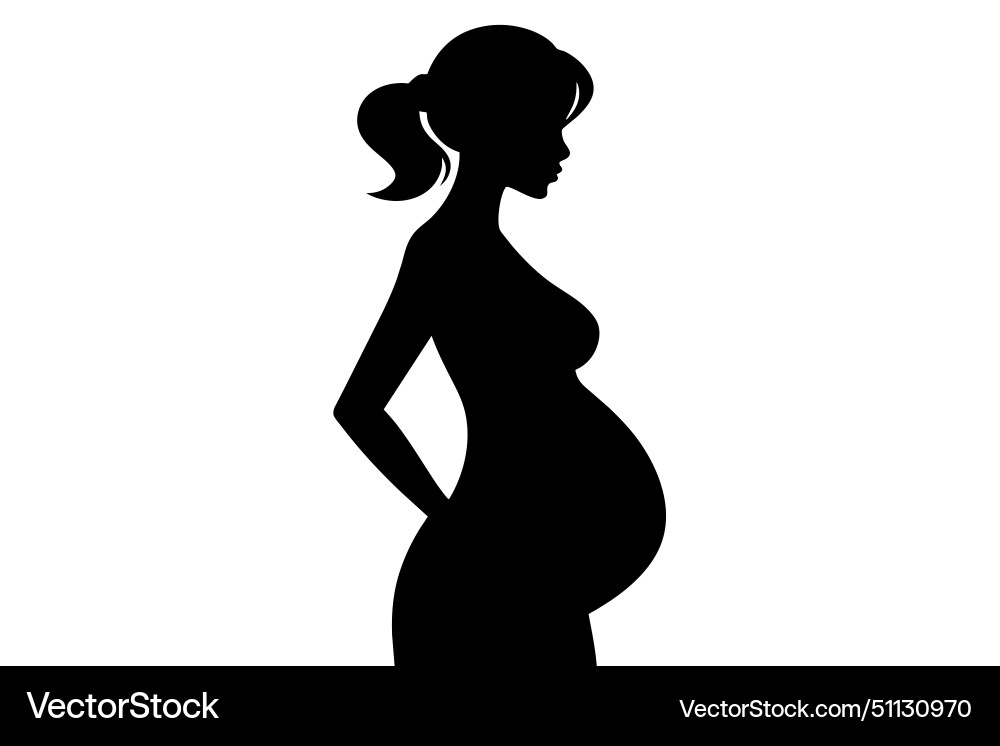 Pregnant Woman Black Icon On White Background Vector Image