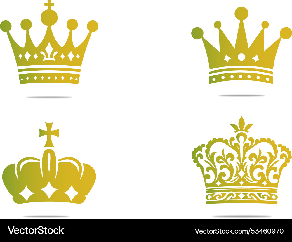 Royal king and queen crown icon set Royalty Free Vector