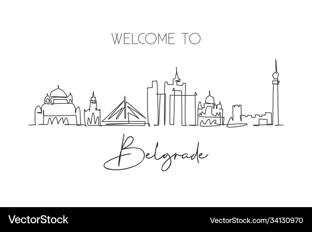 Single continuous line drawing belgrade city Vector Image