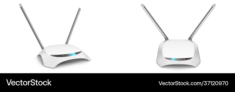 Wifi router front and side view isolated mockup Vector Image