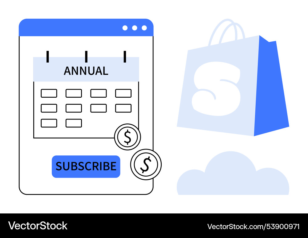 Annual subscription calendar with shopping bag Vector Image
