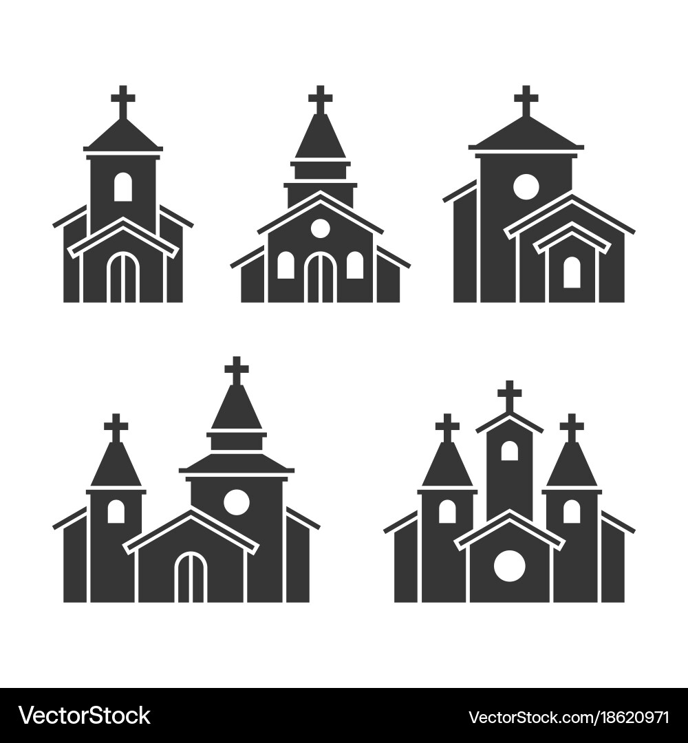 Church Building Icon Set Royalty Free Vector Image
