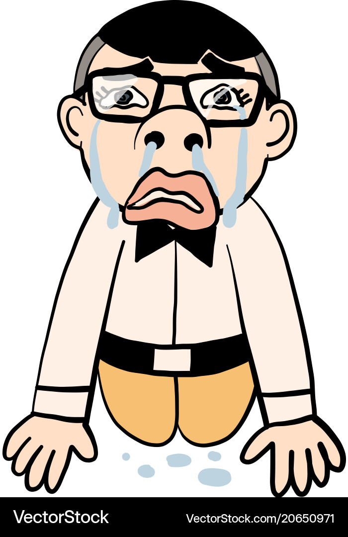 Crying man action cartoon Royalty Free Vector Image