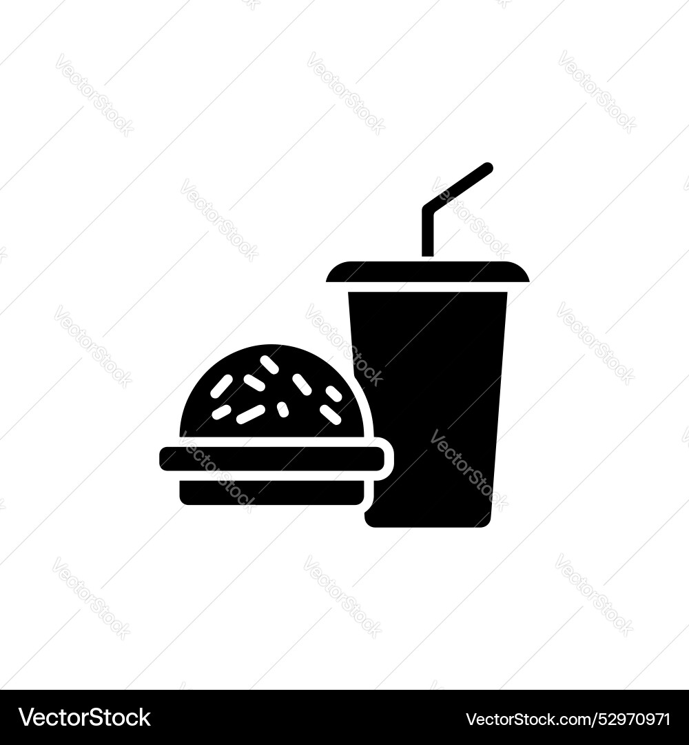 Fast food line icon isolated on white background Vector Image