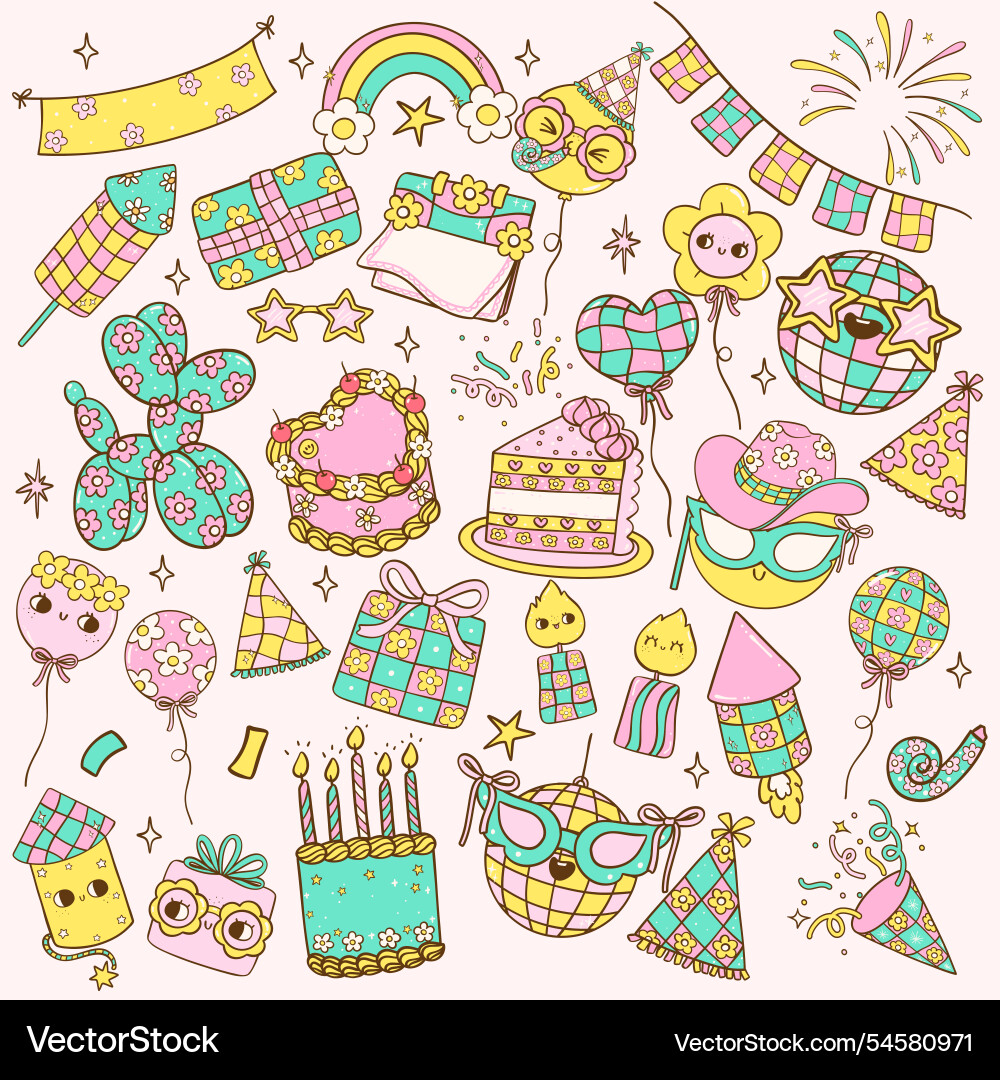 Festive pastel party celebration new year Vector Image