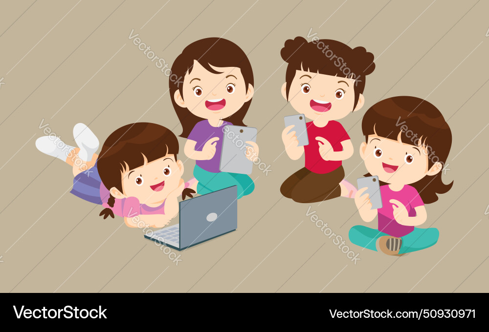 Kids on online learning education courses Vector Image