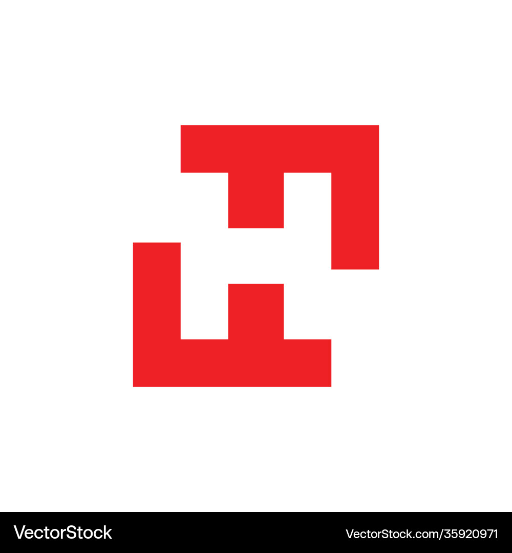 Letter h negative space square logo Royalty Free Vector