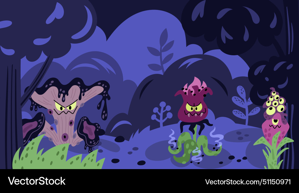 Monster plant landscape ominous fabulous forest Vector Image