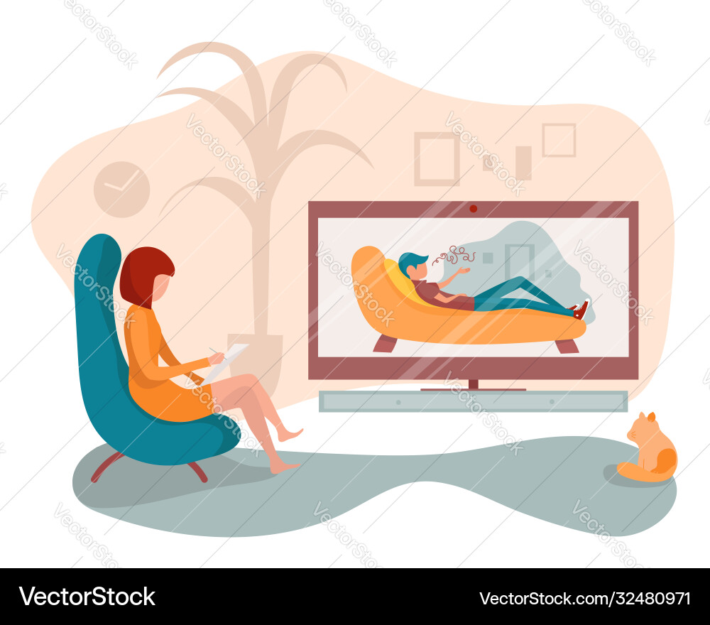 Psychologist talking to client online Royalty Free Vector