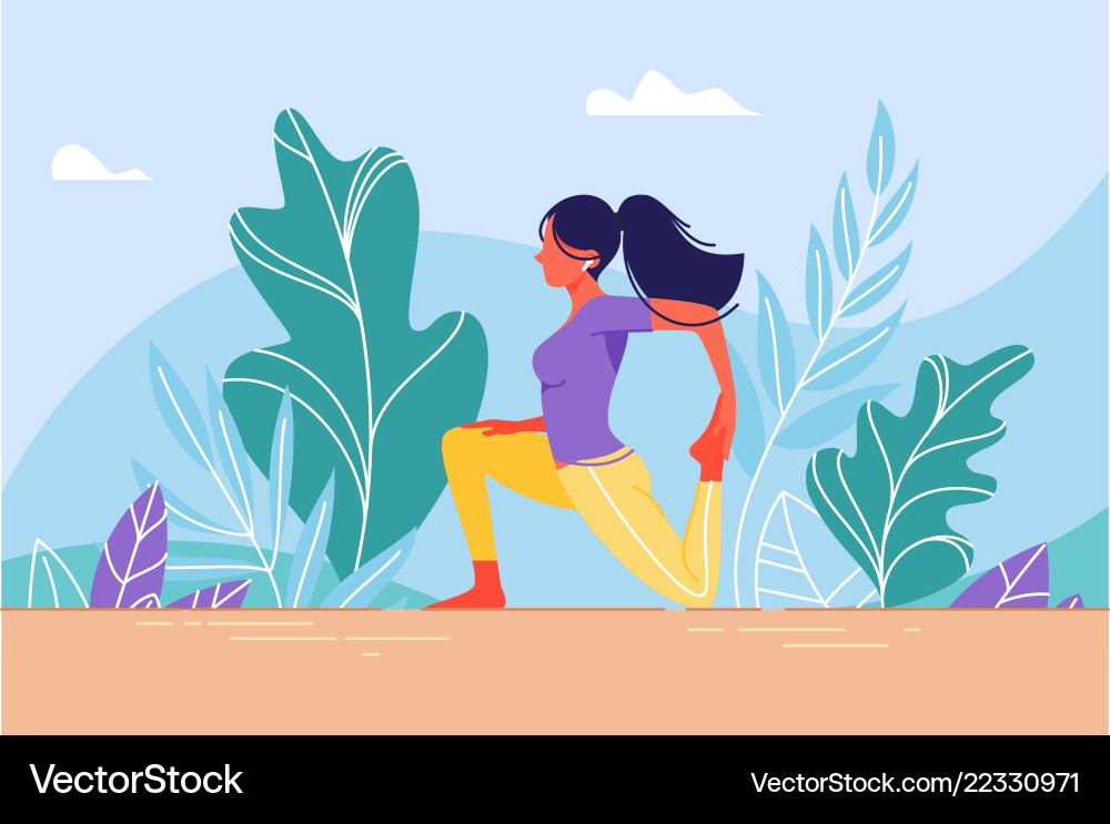 Young woman in training stretching Royalty Free Vector Image